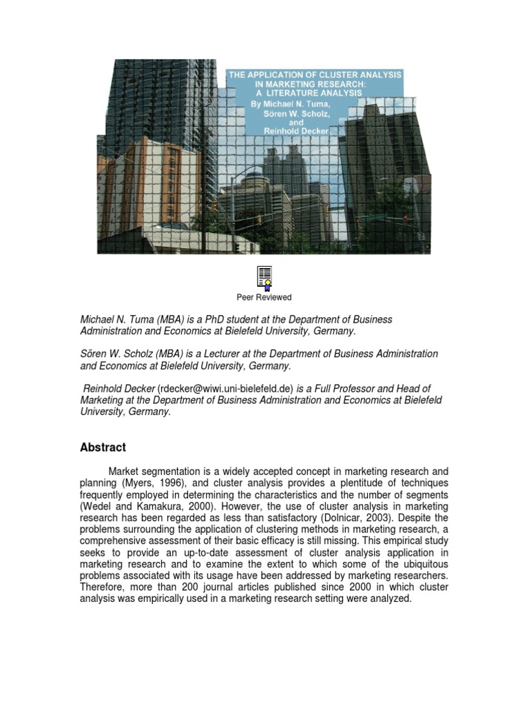 Market Segmentation Cluster Analysis Review | PDF | Market Segmentation ...