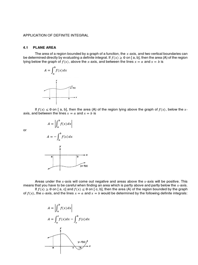 Application of Definite Integrals | PDF | Area | Integral