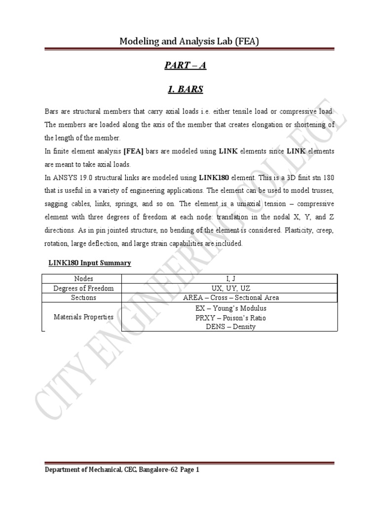 FEA Modeling of Axial Load Bars | PDF | Bending | Beam (Structure)