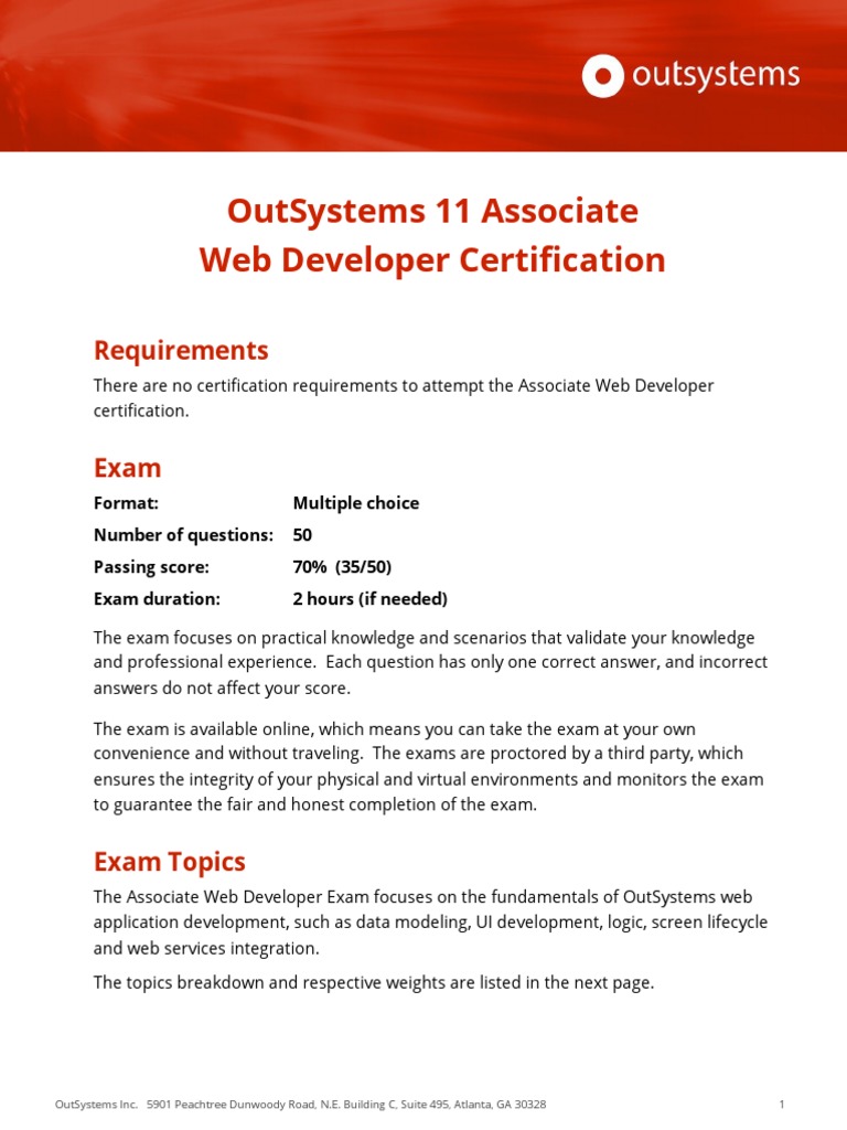 Outsystems 11 Associate Web Developer Certification Pdf Certification Test Assessment