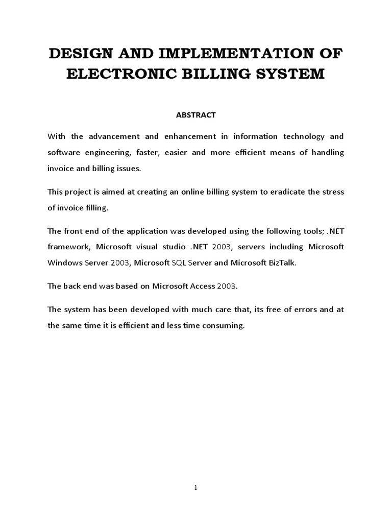 Design and Implementation of Electronic Billing System | PDF | Use Case ...
