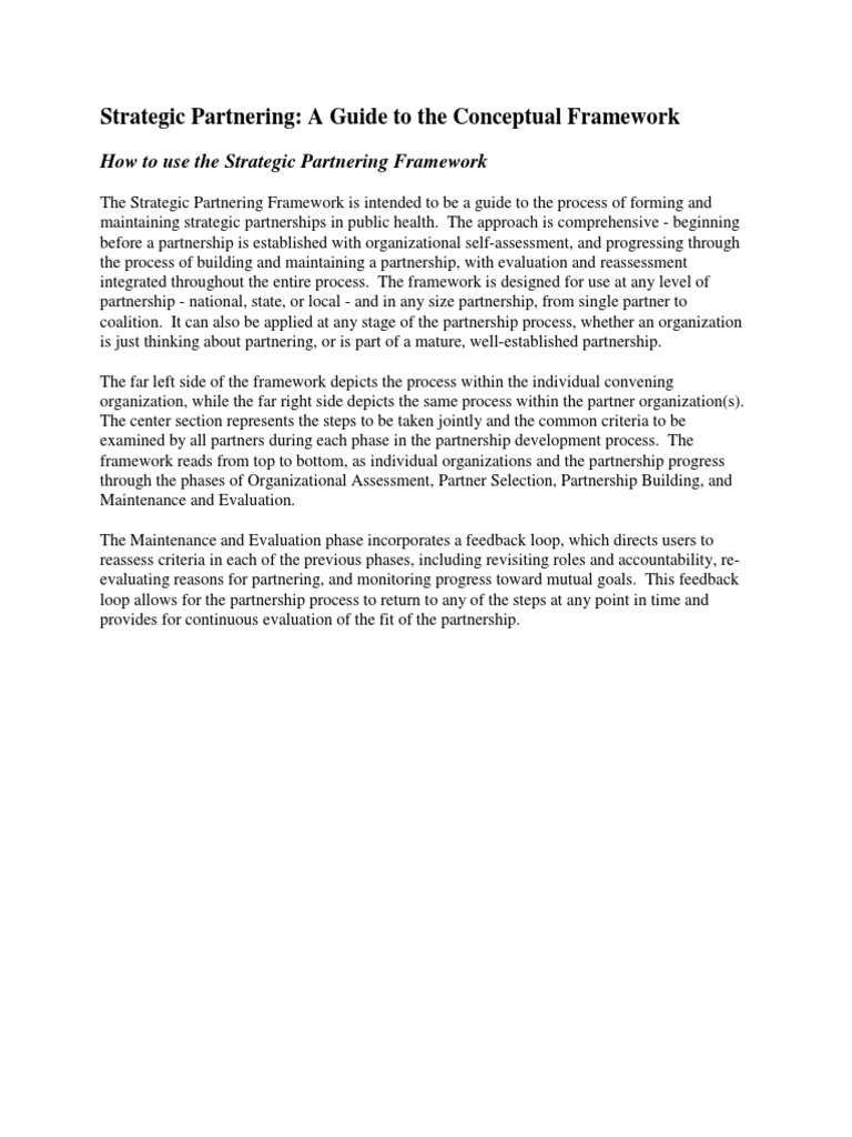 Strategic Partnering Framework Guide | PDF | Goal | Partnership