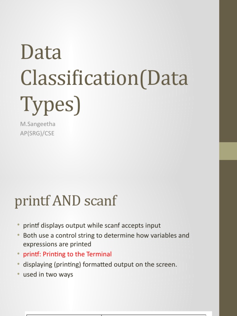 Data Classification (Data Types) | PDF | Integer (Computer Science ...