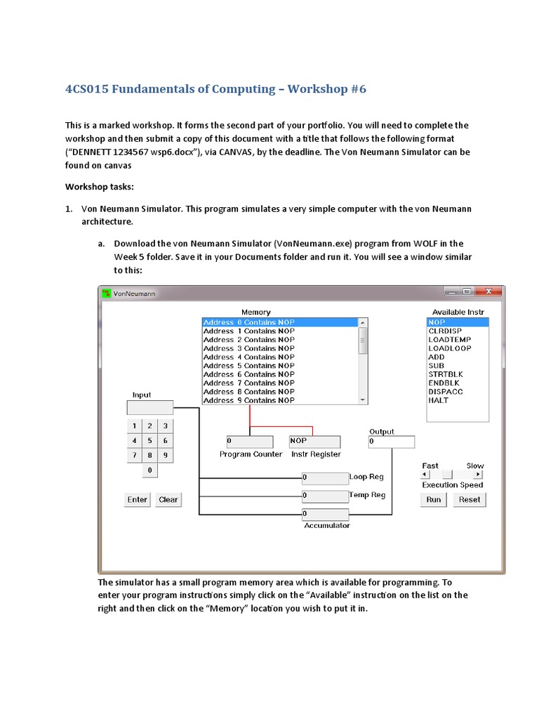 4CS015 Fundamentals of Computing - Workshop #6 | PDF | Computer Architecture | Computer Engineering