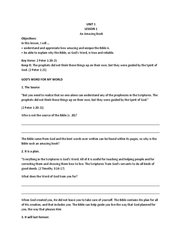 UNIT 1 Lesson 1 - Amazing Book | PDF | Bible | New Testament