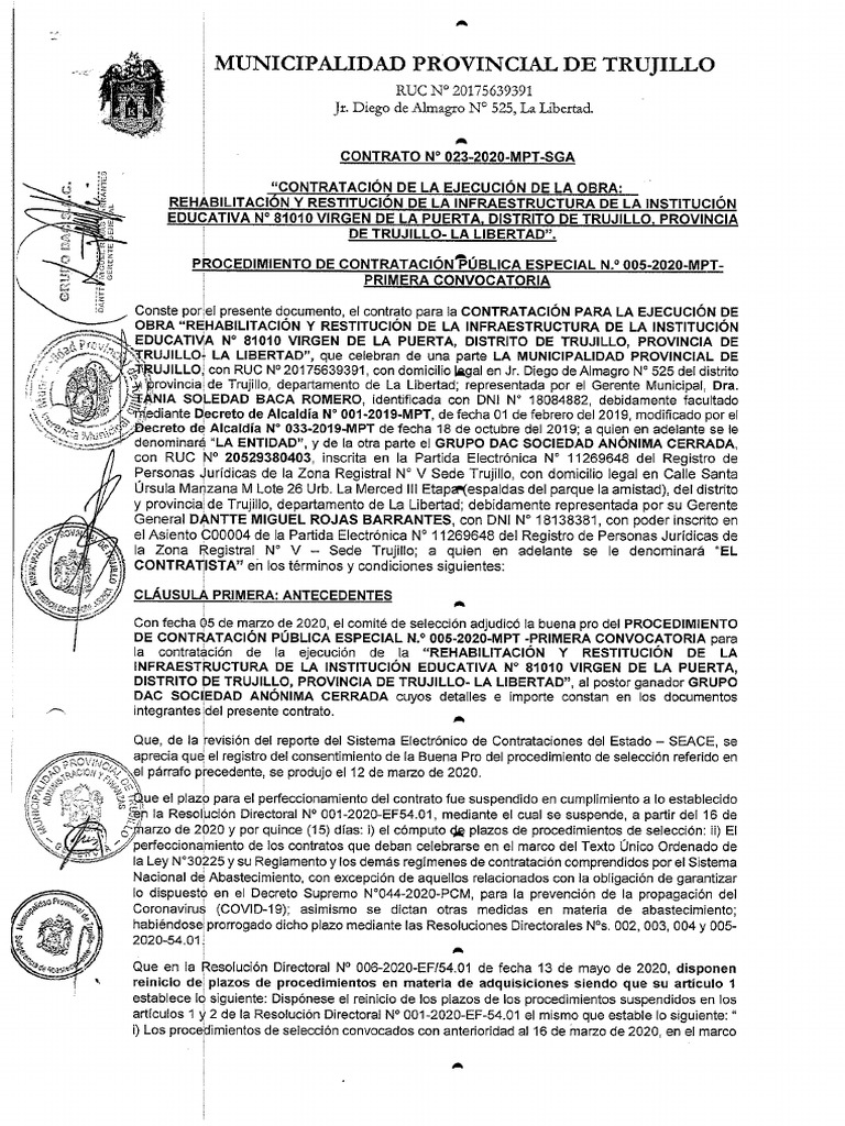 Contrato de Obras Trujillo | PDF