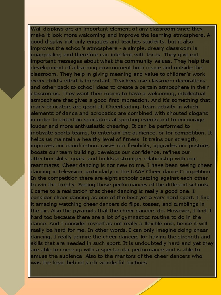 Performance Task No 1 | PDF | Cheerleading | Dances