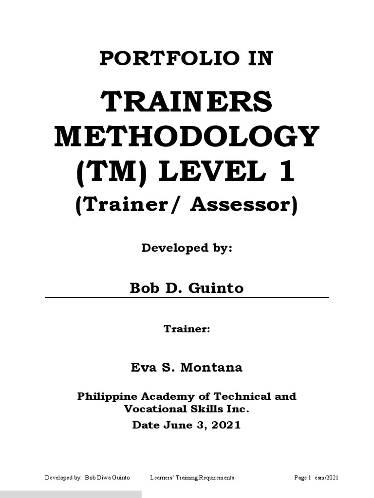 Trainers Methodology (TM) Level 1: Portfolio in | PDF | Equity (Finance ...