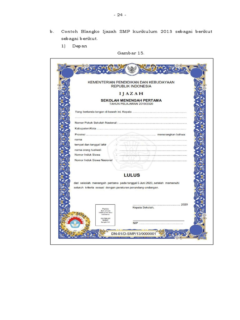 SMP K13 DEPAN Pages From Juknis Penulisan Ijazah 2020 | PDF