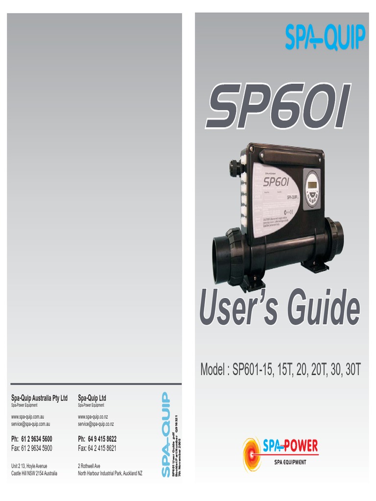 Spa SP601 User Guide | PDF | Swimming Pool | Electrical Wiring