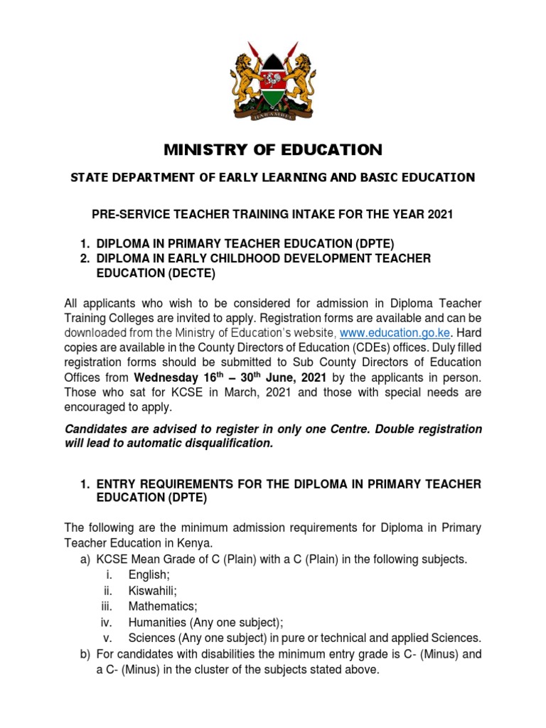 Ministry of Education: State Department of Early Learning and Basic ...
