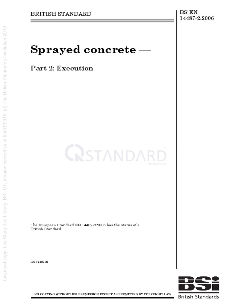 BS en 14487-2-2006 | PDF | Concrete | Specification (Technical Standard)