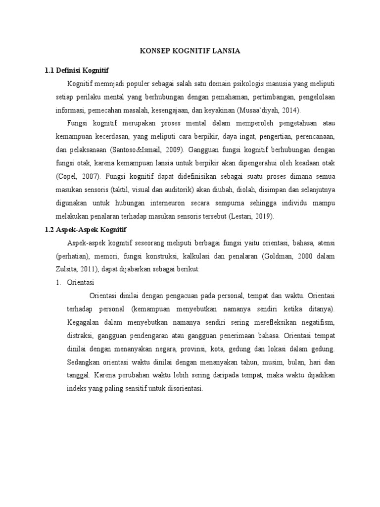 Aspek Kognitif dan Gangguan Lansia | PDF