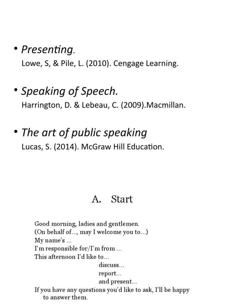 Presenting - Speaking of Speech. - The Art of Public Speaking | PDF
