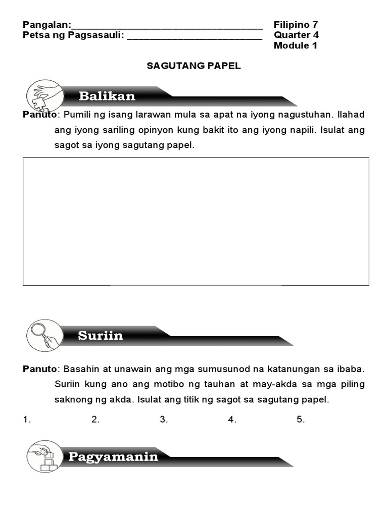 Filipino 7 Q4 Module 1 AS | PDF