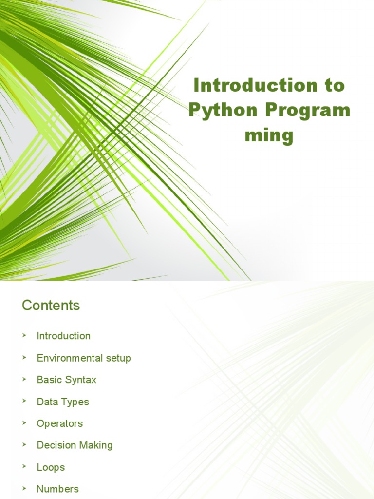 Introduction To Python Programming Db Pdf Python Programming Language Parameter