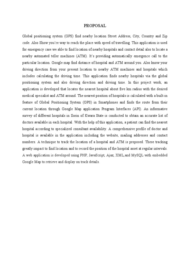 PROPOSAL Advanced GPS Location Finder To Identify Hospital Location ...