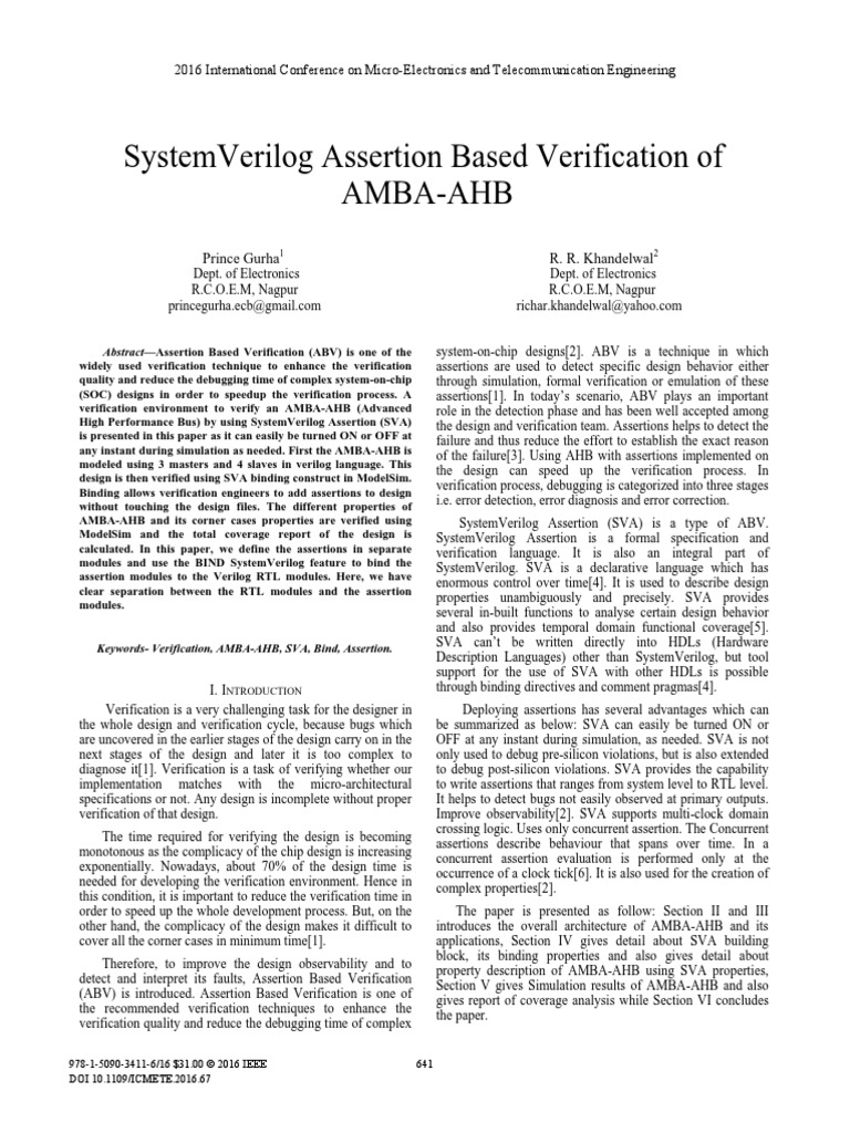Systemverilog Assertion Based Verification of Amba-Ahb | PDF | Formal Verification | Hardware ...