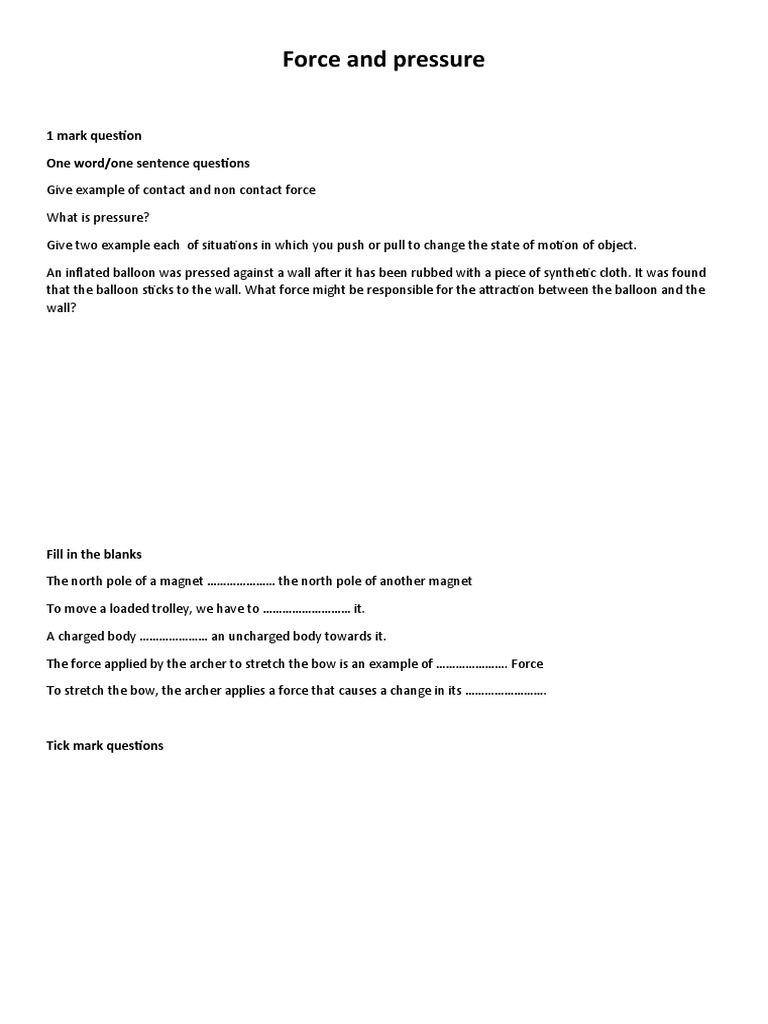 Class 8 Science Question Bank | PDF | Friction | Sound
