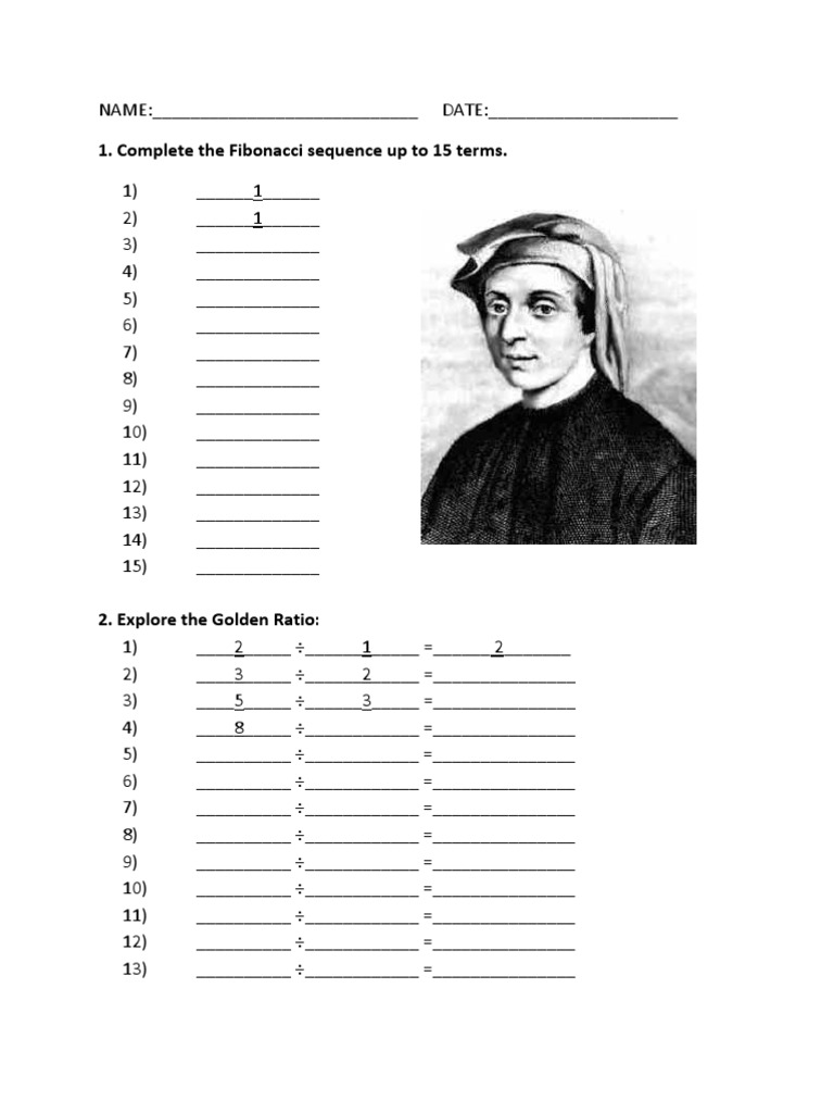 Fibonacci Sequence and Golden Ratio Worksheet | PDF | Computers