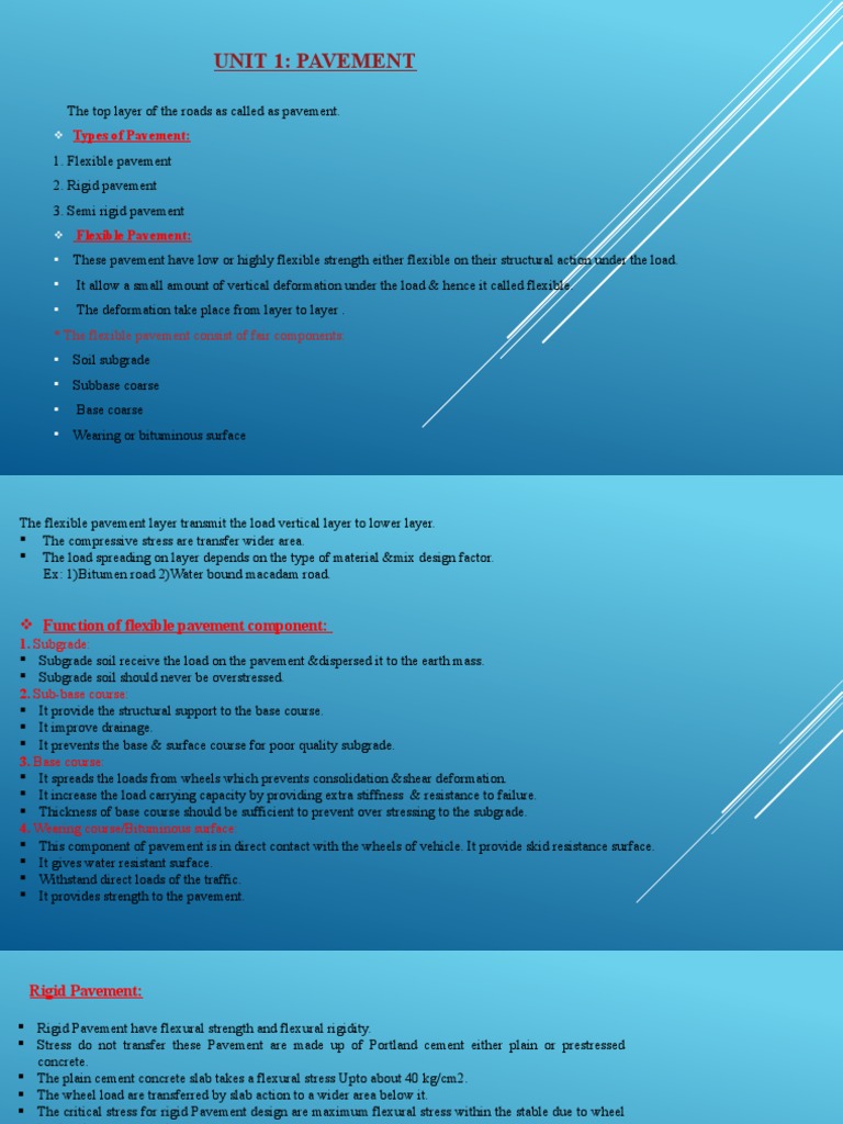 Pavement PPT Unit1 | PDF | Road Surface | Strength Of Materials