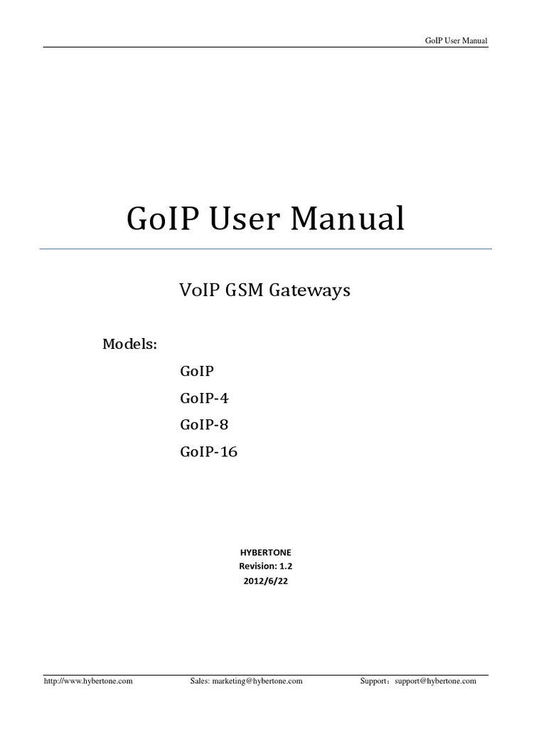 Goip User Manual: Voip GSM Gateways | PDF | Session Initiation Protocol | Ip Address