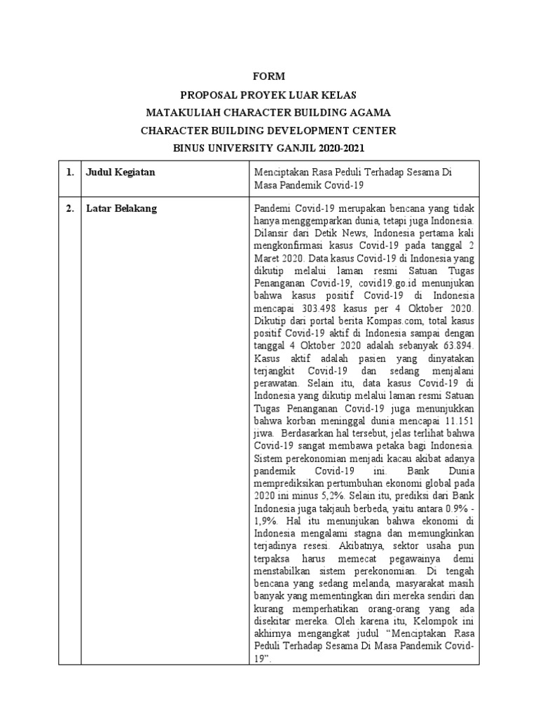 Proposal Proyek Luar Kelas CB | PDF