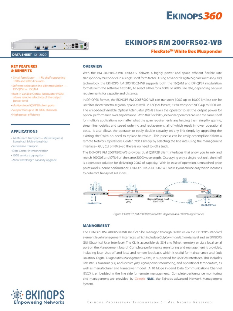 Ekinops RM 200Frs02-Wb: Flexrate White Box Muxponder | PDF | Command ...
