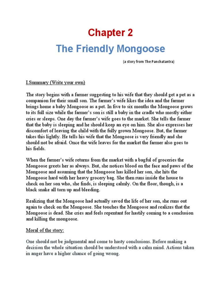 Supplementary Reader Chapter 2 The Friendly Mongoose | PDF