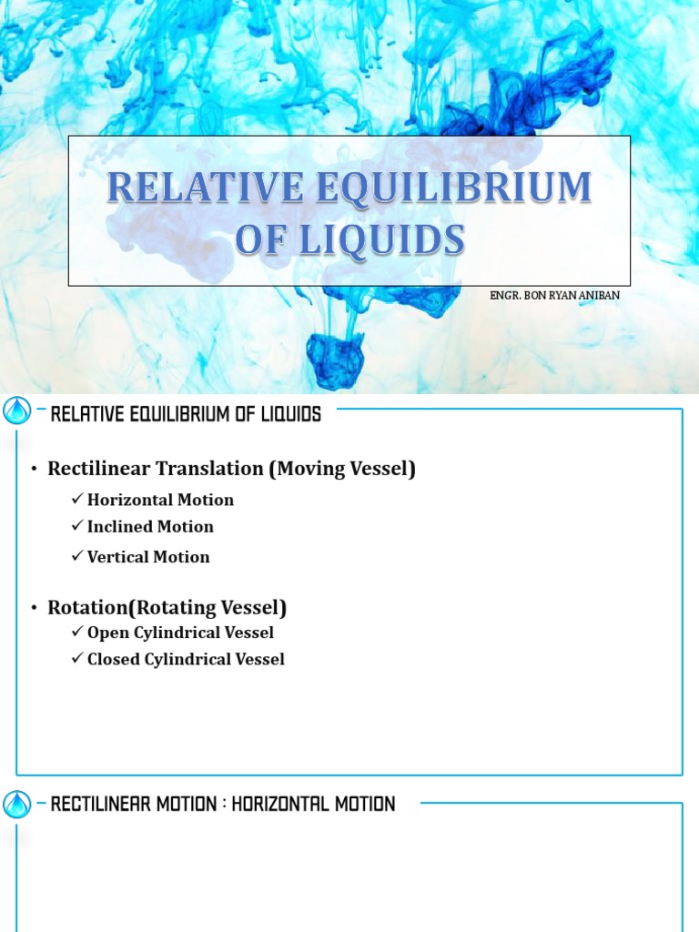 9.1 Relative Equilibrium (Rectilinear Motion) | PDF | Acceleration ...