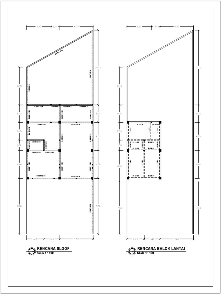 Gambar Kerja 14 RENCANA SLOOF Dan BALOK LT 1 | PDF