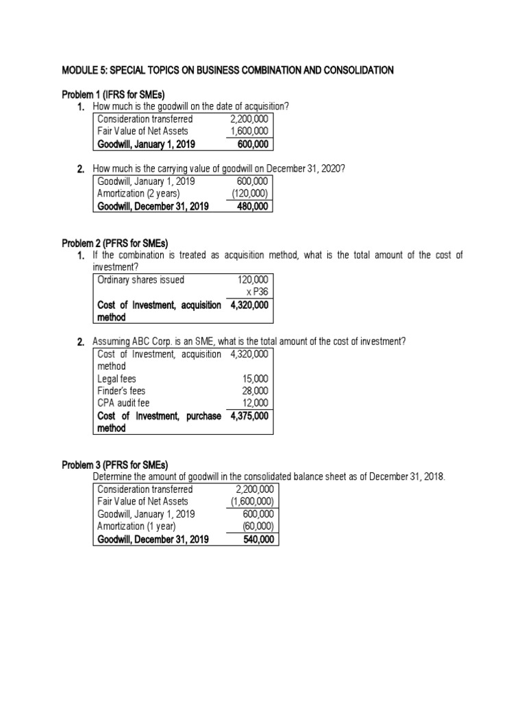 Module 5 - Prob 1-3 Valuation and Concepts Answers | PDF | Business | Law