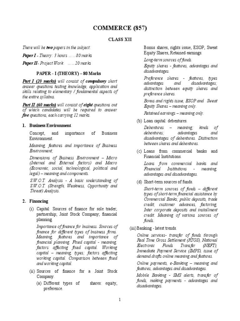 Commerce Class XII Notes | PDF | Business | Economies