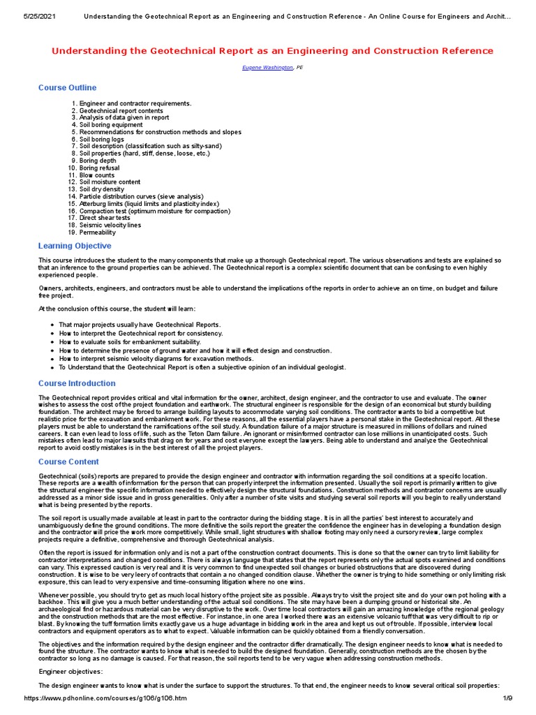 Interpreting Geotechnical Reports for Projects | PDF | Geotechnical ...