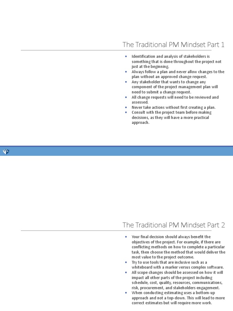 The Traditional PM Mindset Part 1 | PDF | Scrum (Software Development ...
