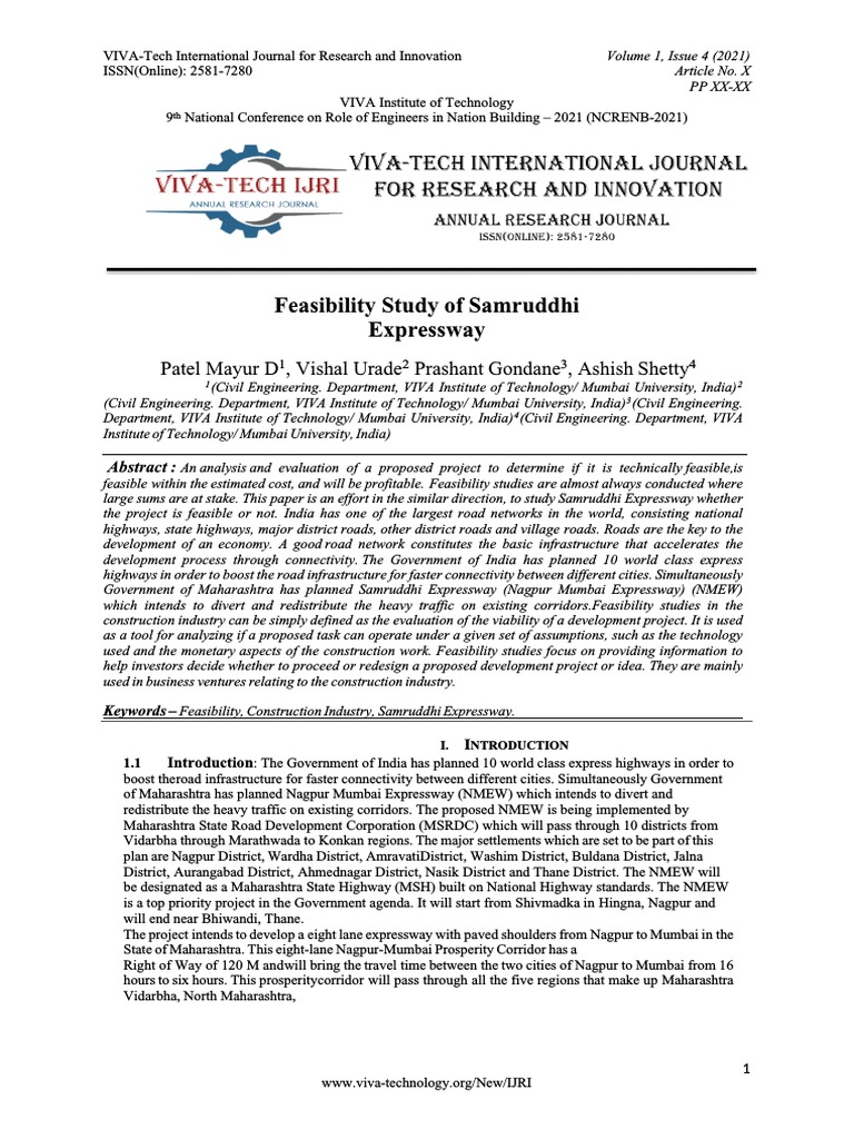 Feasibility Study of Samruddhi Expressway | PDF | Feasibility Study ...