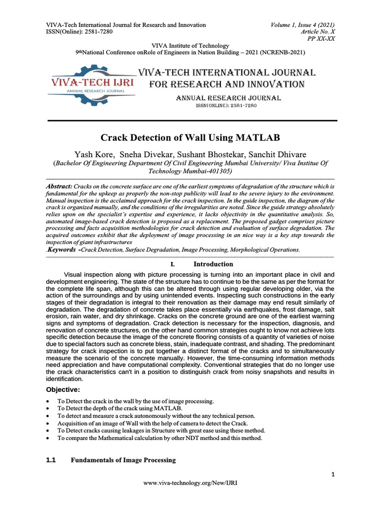 Crack Detection of Wall Using MATLAB | PDF | Digital Image | Computer ...