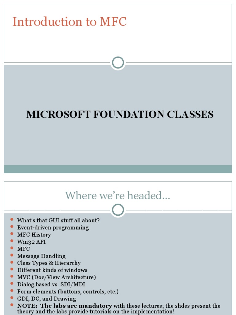 Introduction To MFC: Microsoft Foundation Classes | PDF | Window (Computing) | Class (Computer ...
