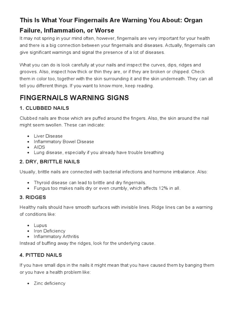 Fingernails Condition and Body Health | PDF