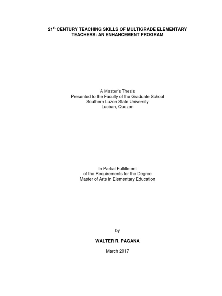 21st Century Teaching Skills of Multigrade Elementary Teachers | PDF ...