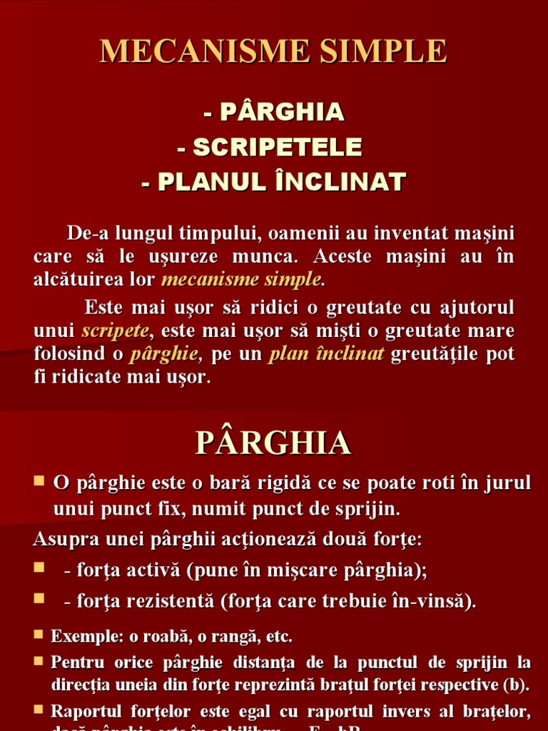 Mecanisme Simple FIZICA | PDF