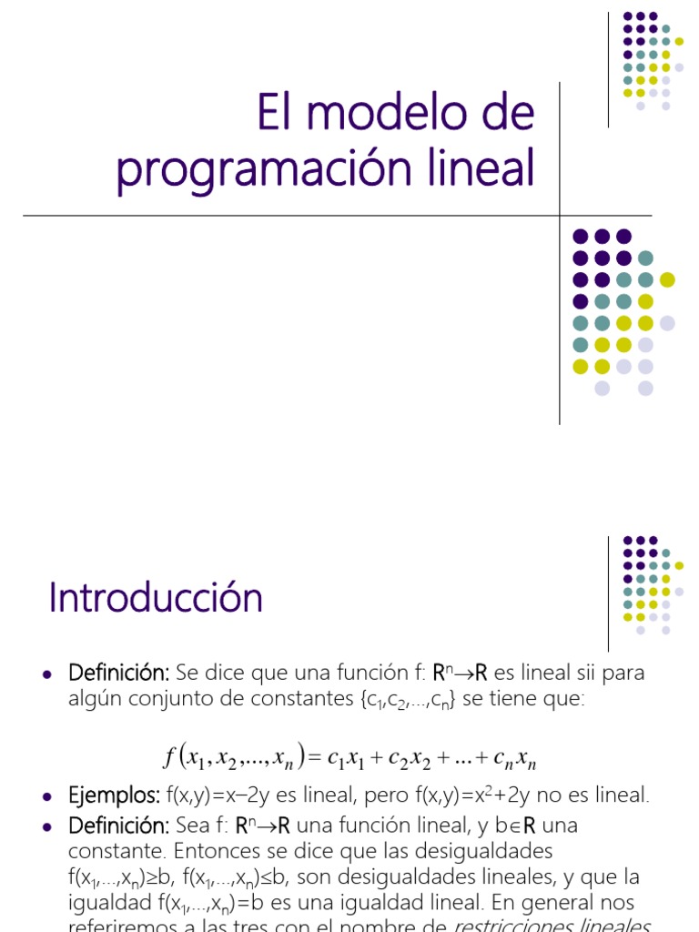 Clase N°1 Modelo de Programacion Lineal | PDF | Programación lineal ...