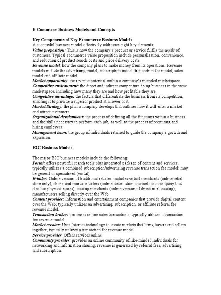 E Commerce Business Models Pdf E Commerce Online Shopping