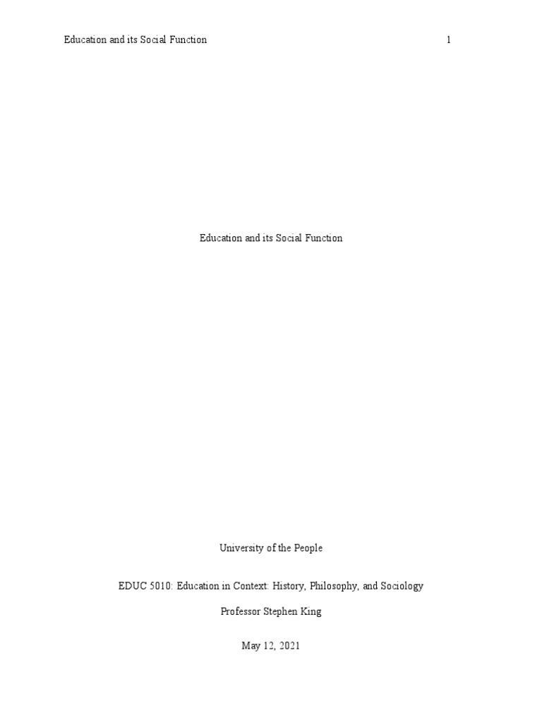 Education's Social Functions Explained | PDF | Émile Durkheim | Sociology