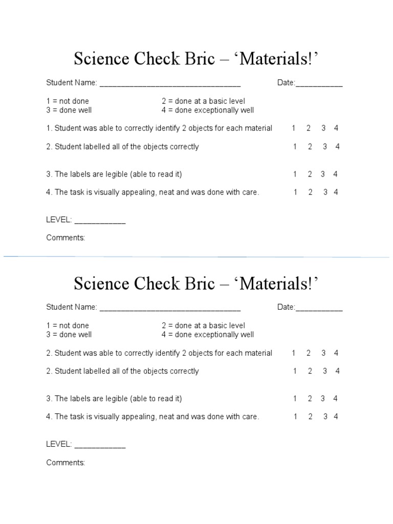 Science Check Bric Materials | PDF | Teaching Methods & Materials