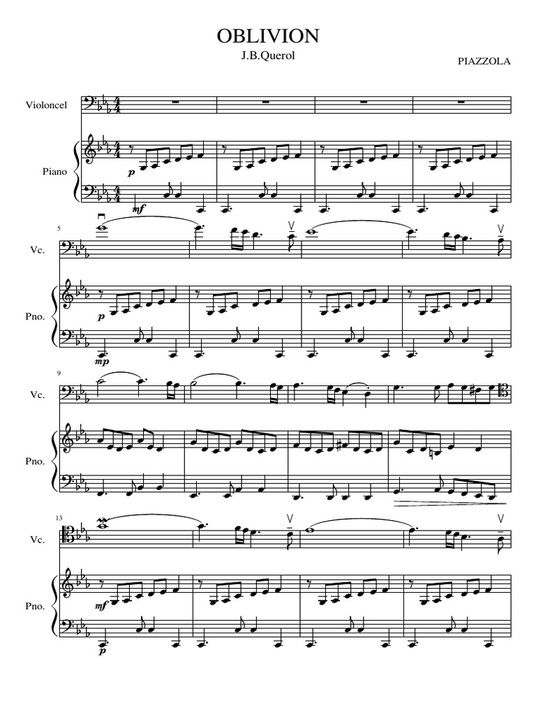 Oblivion Cello Piano | PDF