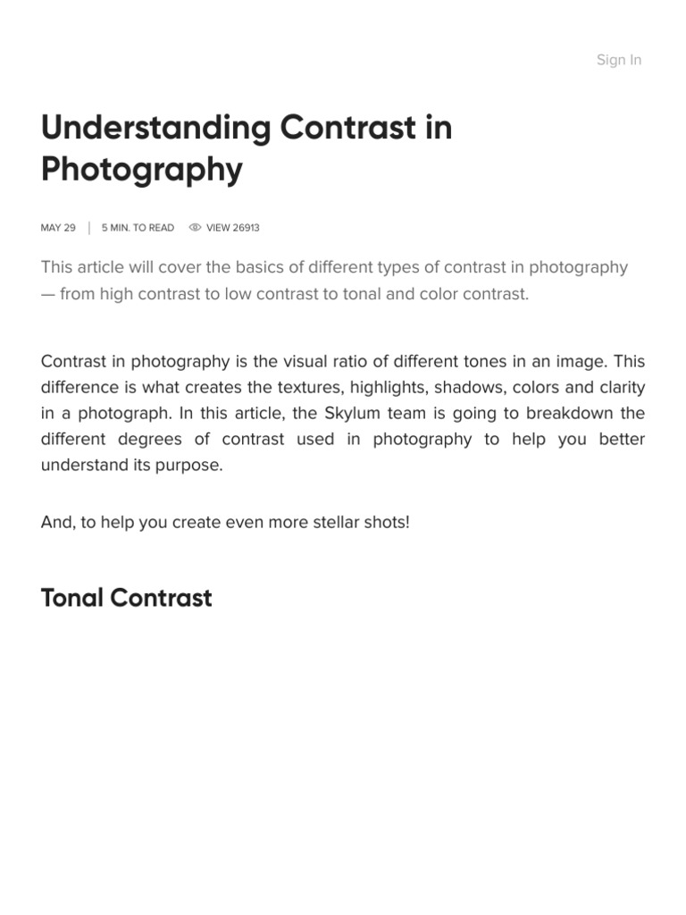 Understanding Contrast in Photography | PDF | Composition (Visual Arts ...