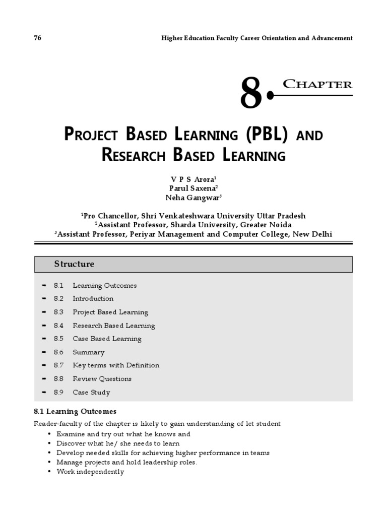 P B L (PBL) R B L: Roject Ased Earning AND Esearch Ased Earning ...