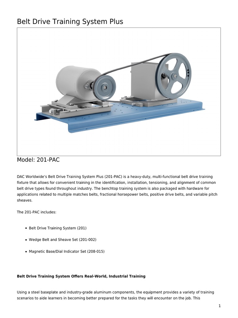 Belt Drive Training System Plus - Industrial Belt Alignment Skills ...