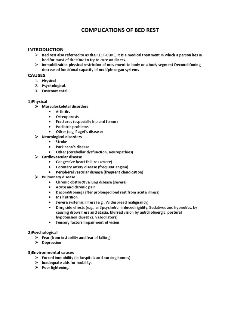 Complications of Bed Rest 1 | PDF | Thrombosis | Epidemiology